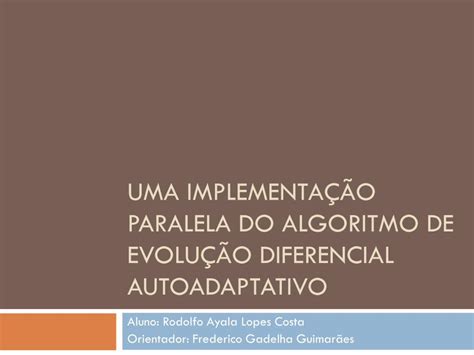 Pdf Uma Implementação Paralela Do Algoritmo De Evolução