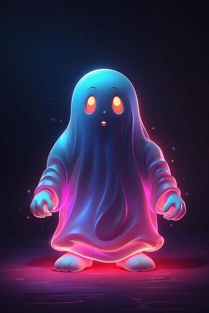 Premium Photo Draw A Small Ghost Less Intimidating Neon Color
