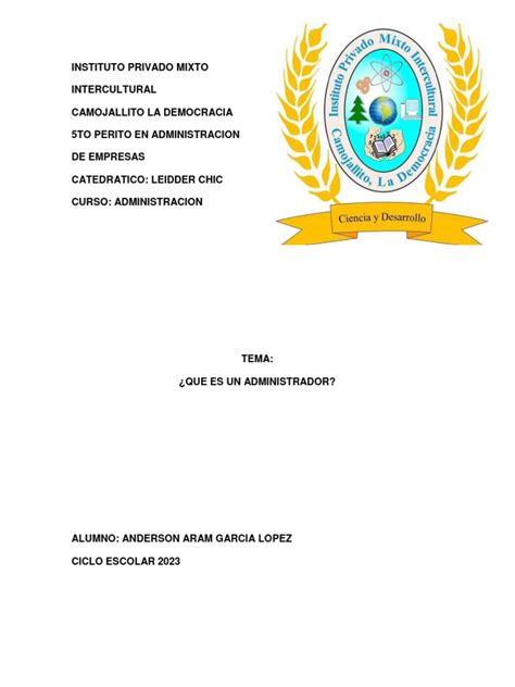 Administrador Anderson Carcia Pdf Liderazgo Planificación