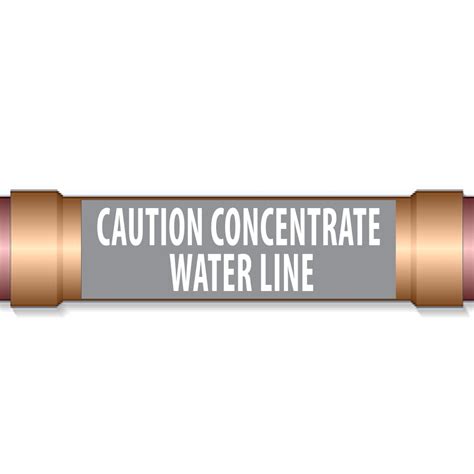 Self Adhesive Pipe Marker Standard Grade Caution Concentrate Water Line 6 Wide X 1 000