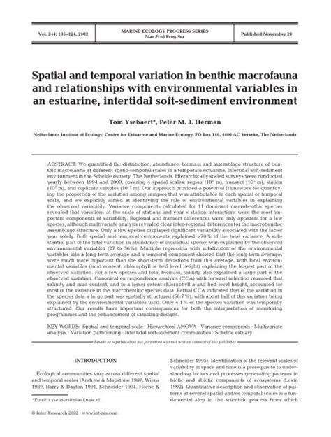 Spatial And Temporal Variation In Benthic Macrofauna And