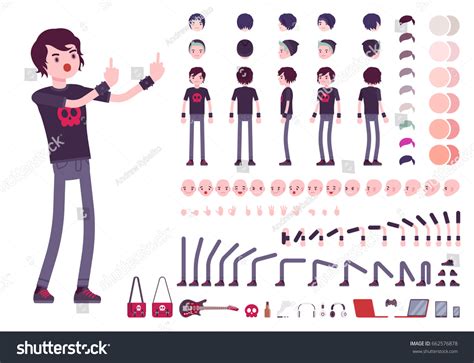 Emo Boy Character Creation Set True Stock Vector Royalty Free