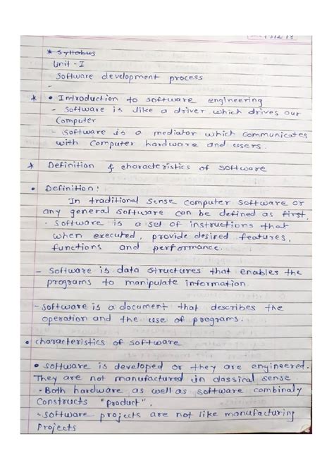 Software Engineering Unit 1 Notes In Handwriting Imp 💯 Computer