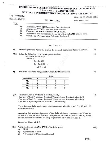 Or Question Papers Pdf Sales Mathematical Optimization