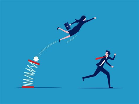 Businessman And Woman Jumping Over A Rocket 62856397 Vector Art At Vecteezy