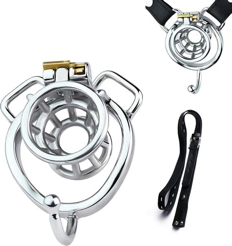 Crysore Chastity Cage Lock Set With Penis Ring And Leather
