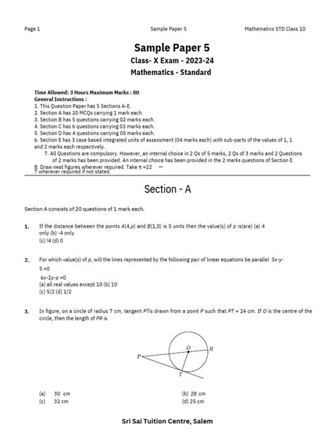 Pre Board Papers With Ms Maths Std Removed Removed Pdf Pdf Circle Area