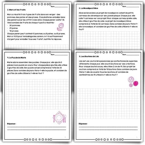 Problem Solving Worksheet 4th Grade Résolutions De Problèmes 4e Année