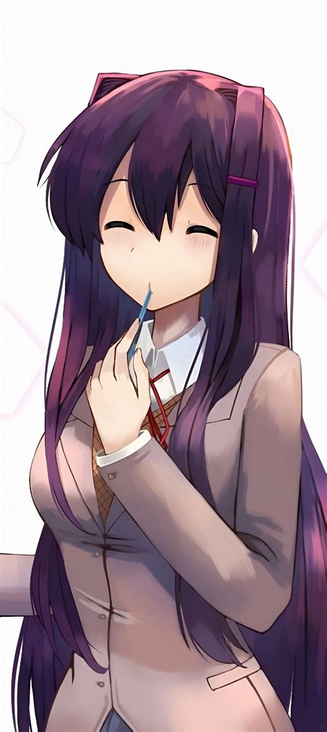 Anime Female Poses With Phone Yuri Ddlc Shy Yuri Doki Doki