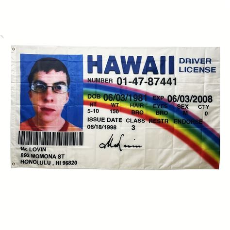 Mclovin Flag 90x150cm Polyester Fake Id Driver License Hawaii Mclovin Flags College Dorm Banner