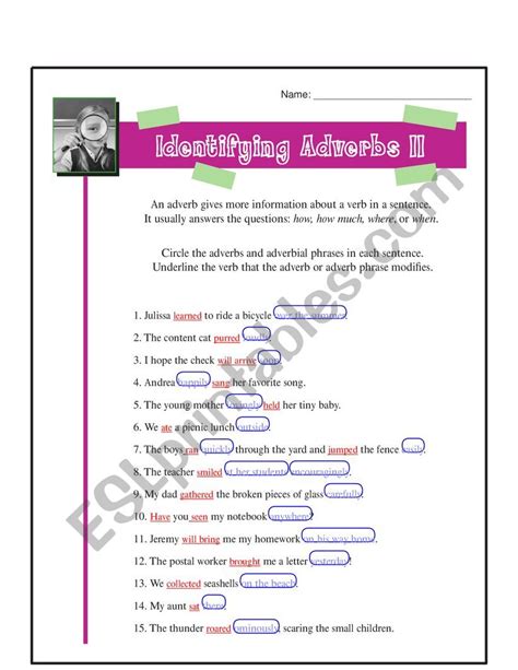 Identifying Adverbs Esl Worksheet By Dilara Tinsley Worksheets Library