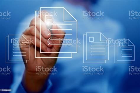 Online Documentation Database Document Management System Concept Background On Virtual Screen