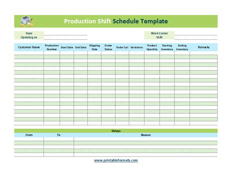 Production Shift Schedule Templates Printable Formats