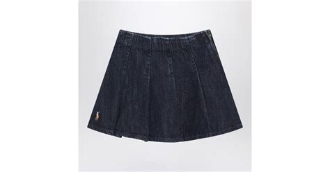 Polo Ralph Lauren Pleated Denim Skirt In Blue Lyst