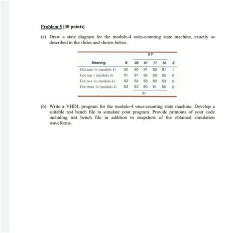 Solved Problem Points A Draw A State Diagram For The Chegg