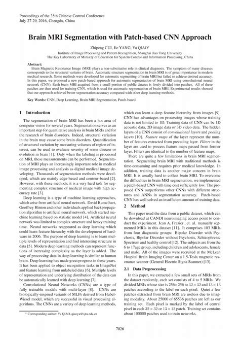 Pdf Brain Mri Segmentation With Patch Based Cnn Approach