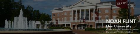 Noah Flint Elon University Finance Major And Economics Minor Elon Cfp® Certification Track