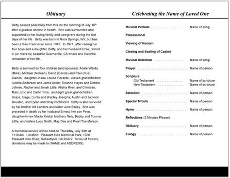 Classic Funeral Program Template Diy Funeral Programs Funeral