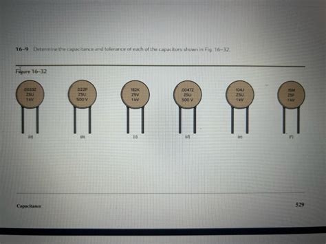 Solved 16 9 Determine The Capacitance And Tolerance Of Each