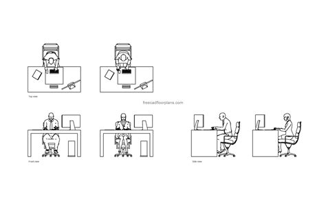 Person Sitting At Desk Free Cad Drawings