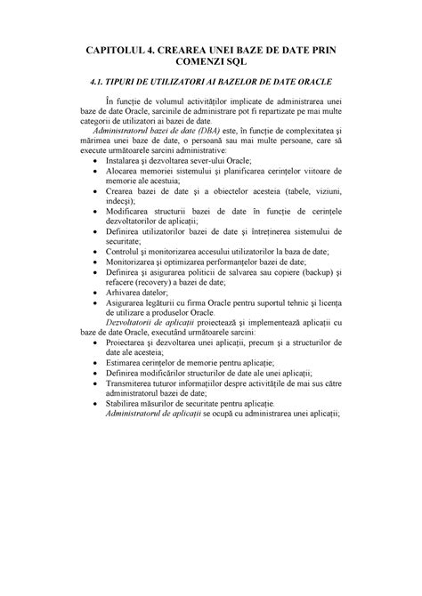 Cap 4 Crearea Unei Baze De Date Prin Comenzi Sql Capitolul 4