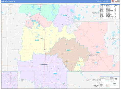 Langlade County Wi Wall Map Color Cast Style By Marketmaps