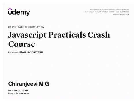 Completed Javascript Practicals Course By Proper Dot Institute