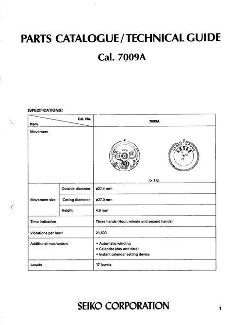 Seiko Caliber 7009 Watch Movement Guide