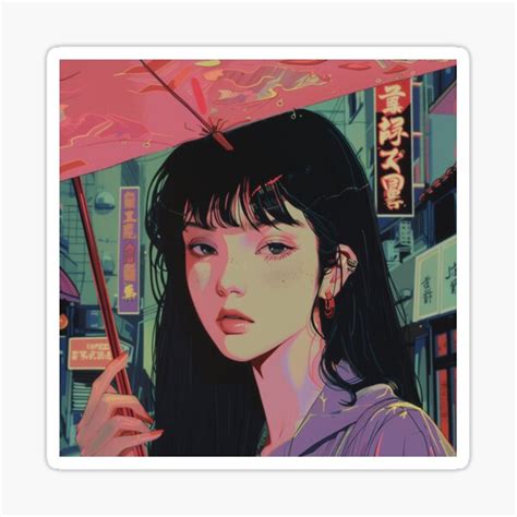 A 90s Japanese Style Aesthetic Anime Design Sticker For Sale By