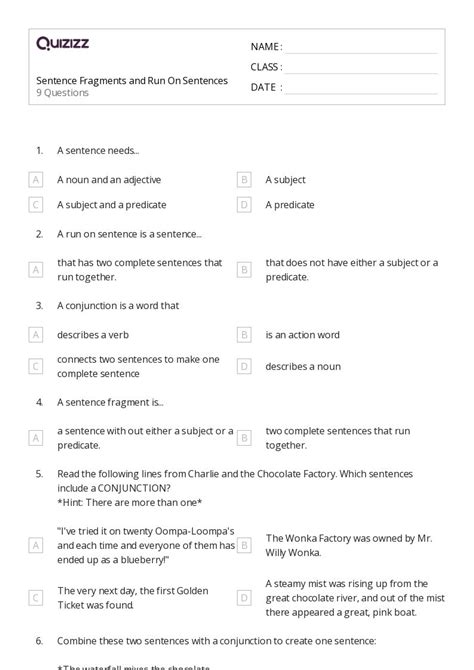 50 Run On Sentences Worksheets For 3rd Grade On Quizizz Free And Printable