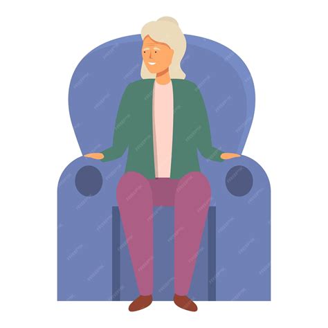 La Abuela Feliz Se Relaja En El Sillón Icono Vector De Dibujos Animados