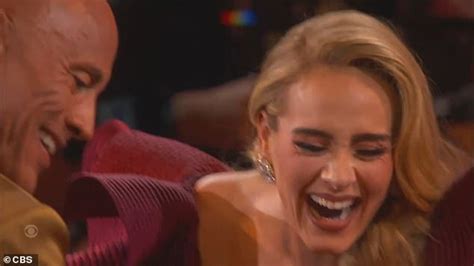 2023 Grammy Awards Adele Is Left Blushing After Finally Meeting Dwayne The Rock Johnson