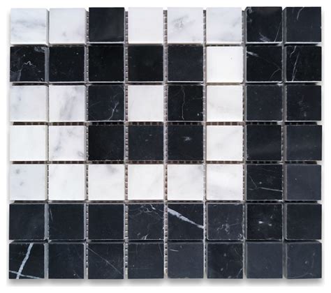 Carrara White Marble Greek Key Mosaic Corner Tile Nero Black Polished