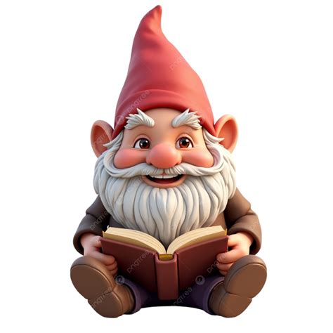 Smiling Garden Gnome Sitting Peacefully And Watching Smiling Garden Gnome Sitting Peacefully