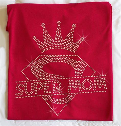 Sparkling Super Mom Rhinestone Shirt Bling Mama Tee For Mothers Day