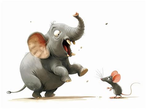 Elephant Scared Of A Mouse Premium Ai Generated Image