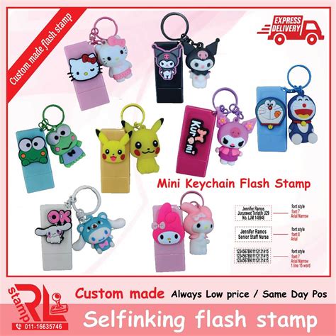 0818 4 Mini Cop Nama Jururawat Chop Nurse Chop Rubber Stamp Flash Cop Flash Stamp Keychain