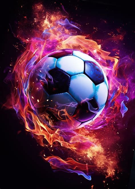 Flame Engulfed Football Poster Picture Metal Print Paint By Ben