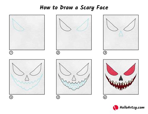 How To Draw A Scary Face Helloartsy