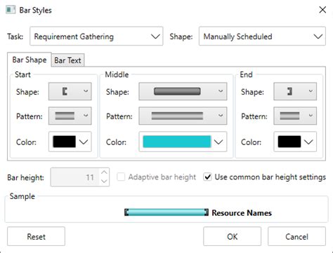 Bar Styles Dialog Ganttview For Wpf Componentone