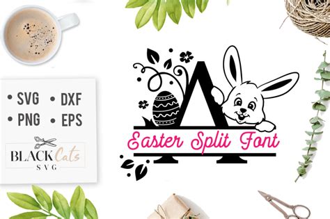 Easter Split Font With Bunny And Easter Egg By Blackcatssvg Thehungryjpeg