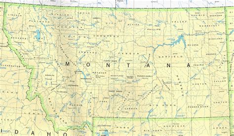 Detailed Map Of Montana State Montana State Detailed Map