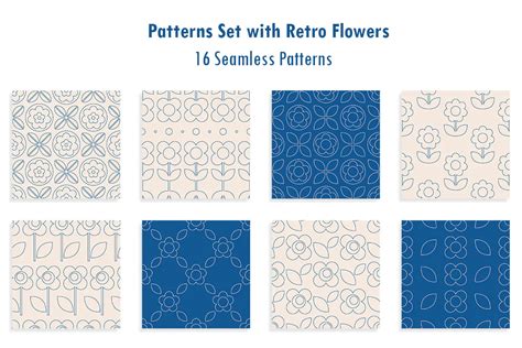 16 پترن گل های فانتزی رترو 🔥کد فایل 145947