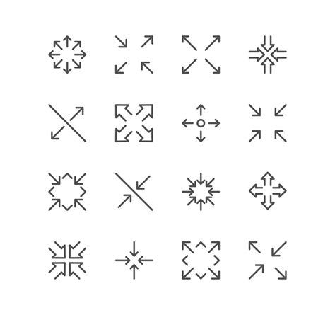 set of arrow and technology icons size scale decrease edit resize