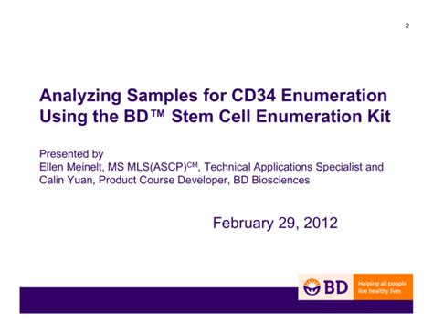 Cd34 Enumeration Bd Stem Cell Kit Analysis