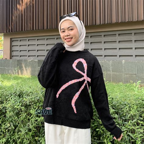Jual Jenny Sweater Oversize Knit Sweater Rajut Wanita Motif Pita Shopee Indonesia