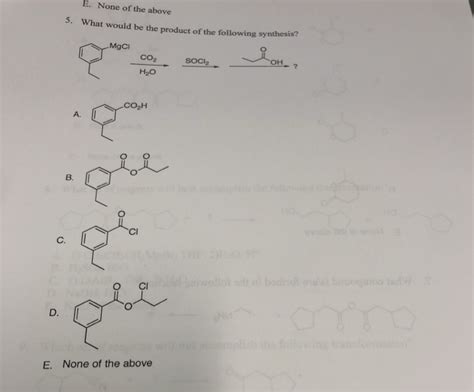 solved e none of the above 3 what would be the product of