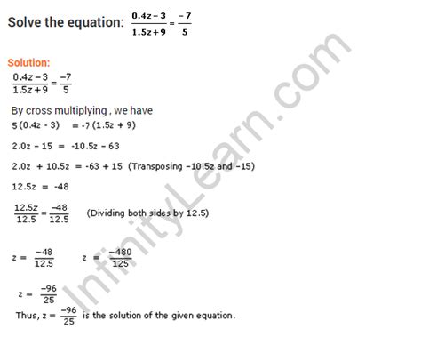 Maths Class 8 Linear Equations In One Variable Extra Questions