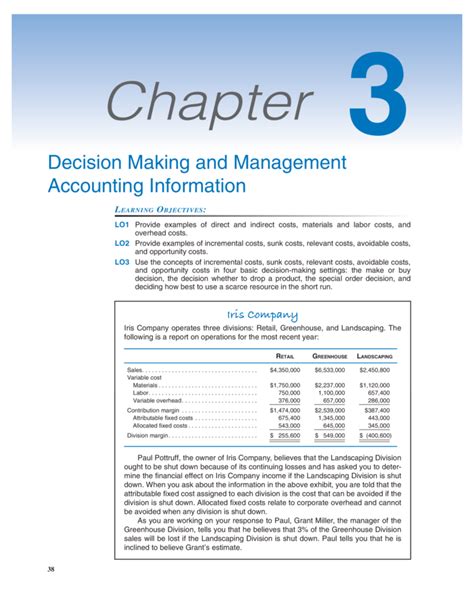 Chapter 3 Decision Making And Management Accounting Concepts Studocu