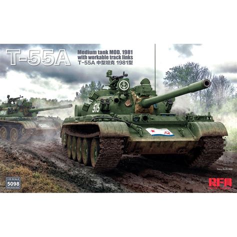 Rye Field Model Rm5098 135 T 55a Medium Tank Mod1981 With Workable